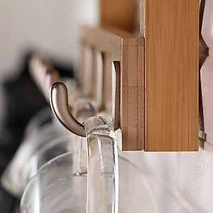 Encozy Coffee Mug Wall Rack, Holder, and Organizer - 7 Hooks Mug with Shelf for Your Favorite Mugs - Adds Charm to Any Kitchen or Office Décor (Bamboo)