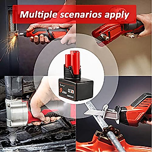 ZLWAWAOL M12 12V 9.0Ah Lithium-ion Replacement Battery Compatible with Milwaukee M12 Battery XC 48-11-2440 48-11-2412 48-11-2460 48-11-2411 48-11-2420 48-11-2402 48-11-2401 12-Volt M12 Cordless Tools