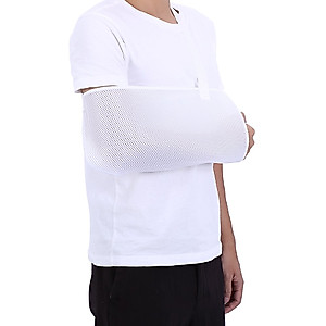 Arm Sling Immobilizer Shoulder Wrist Soft Elbow Brace Forearm Cool Mesh Breathable Support Strap for fracture,Fractured Arm Dislocation Sprain Strain (White)