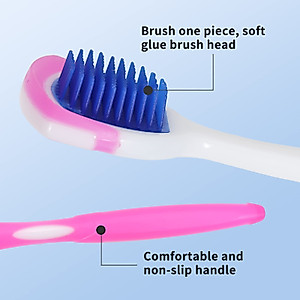 4PCS Tongue Scraper, Tongue Brush, Tongue Cleaner Helps Fight Bad Breath, Professional Tongue Brush for Freshing Breath (Green +Blue+Green+Pink)