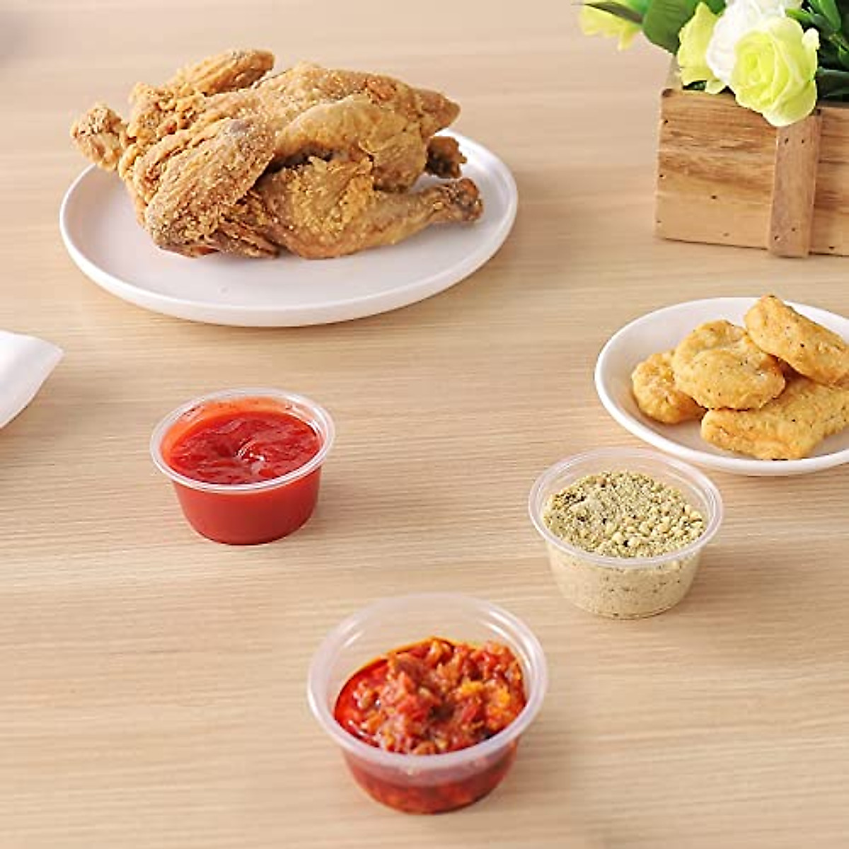 TashiBox Disposable Mini Polypropylene Cups, Portion Cups (No Lids), 200 Count (2 oz)