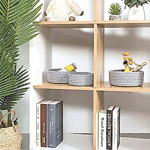 MINTWOOD Design Set of 3 Cotton Rope Nesting Bowls, Small Catch All Basket, Cute Closet Baskets and Bins for Shelves, Mini Table Basket Organizer for Small Accessories, Light Gray Mix