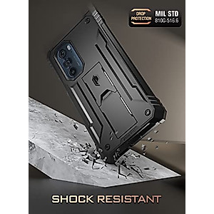 Poetic Revolution Case for Moto Edge Plus 5G 6.7" (2022) / Edge+ 5G UW (2022), Model # XT2201, Full-Body Rugged Shockproof Protective Cover with Kickstand and Built-in-Screen Protector, Black