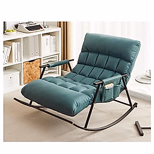 Outdoor Rocking Chair, Comfortable Upholstered Rocking Chair, Modern Cozy Lounge Rocker With Cushion Oversized Rocker For Indoor & Outside, Modern Lounge Chair For Front Porch Balcony ( Color : Deep s