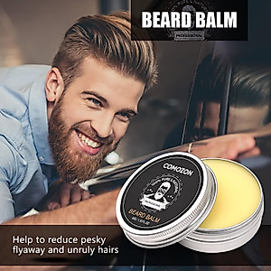 Beard Growth Kit-6 in 1 Beard Grooming Kit with Beard Oil, Beard Balm, Beard Wash, Brush, Comb and Shaving Scissors, Beard Care Kit Gifts for Men Father Dad Husband Boyfriend Brother Son Him