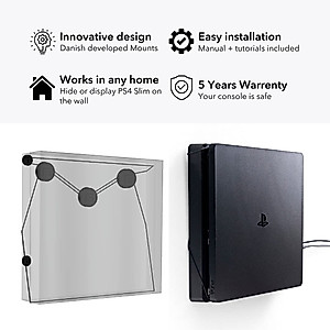 FLOATING GRIP Wall Mount Compatible with PS4 Slim/Playstation 4 Slim (Bundle: Fits PS4 Slim + 2X Controllers)