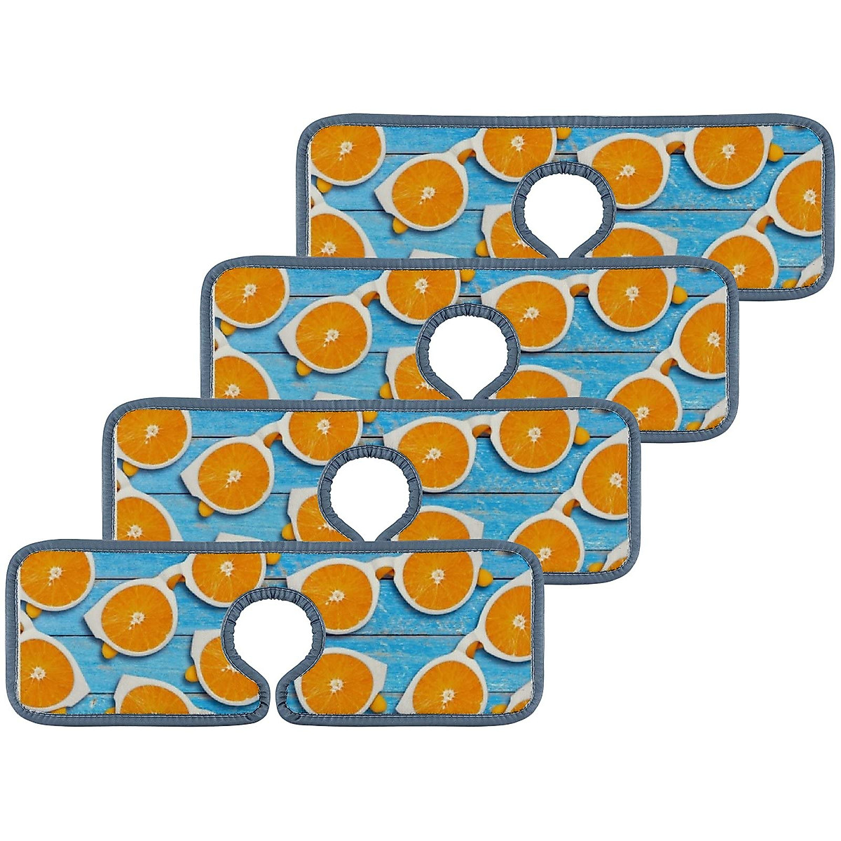 Kitchen Faucet Absorbent Mat 4 Pieces Fruit Orange Sunglasses Faucet Sink Splash Guard Bathroom Counter and RV,Faucet Counter Sink Water Stains Preventer