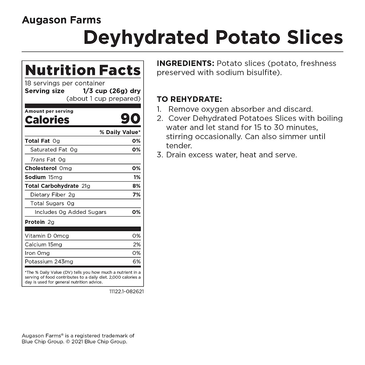 Augason Farms Dehydrated Potato Slices 1 lb. & Banana Chips 2 lbs 1 oz No. 10 Can