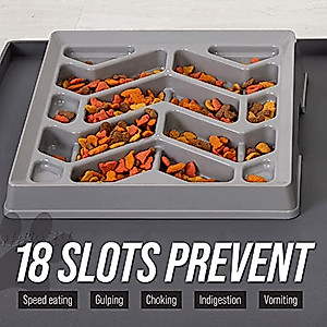 Leashboss Slow Feeder Dog Bowl for Flat Face Breeds, Tilted Slow Feed Bowl for Dogs & Cats, Slanted Maze Food Bowl for French Bulldogs, Pugs, Boston Terriers, Flat Face Dog Bowls Large, Small Breed