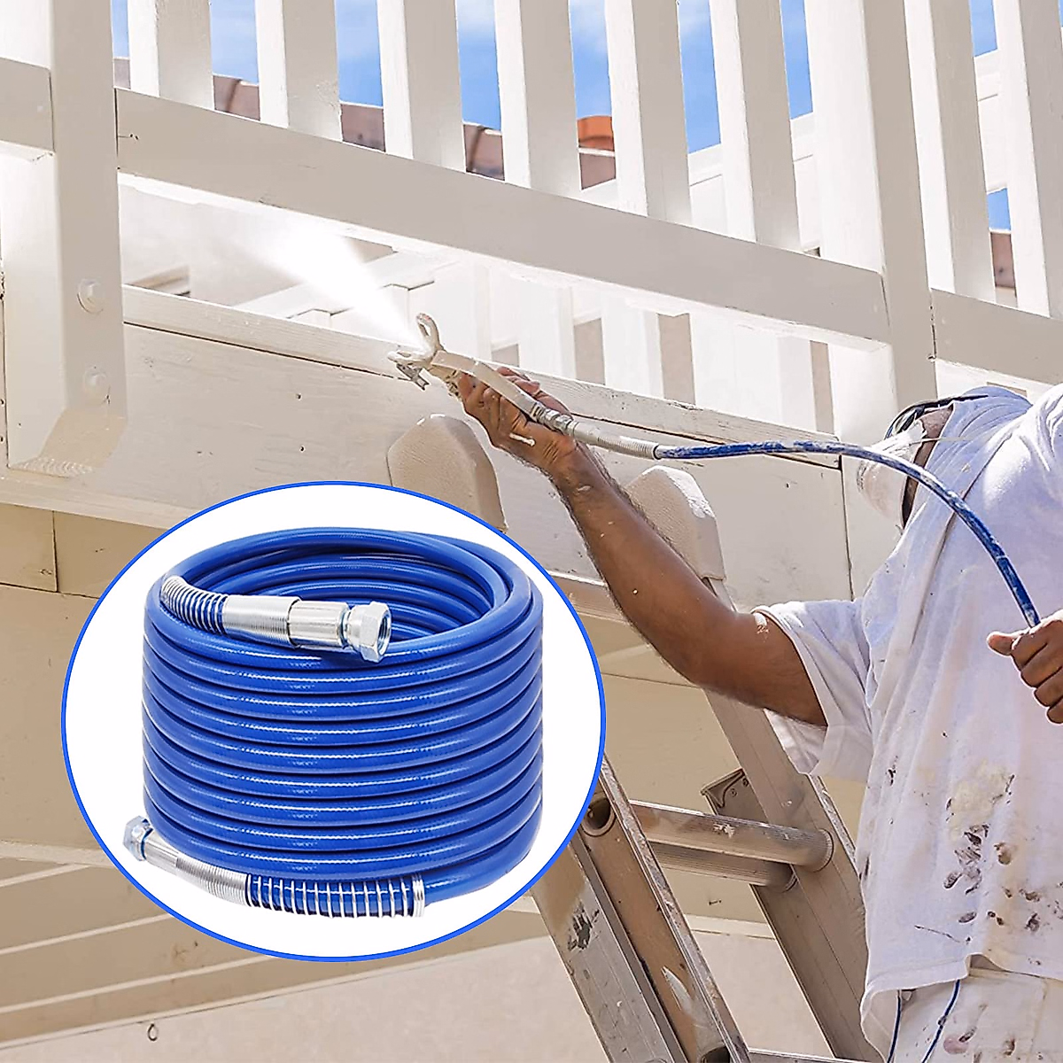 GYLBF 50ft x 1/4" Upgraded Airless Paint Sprayer Hose Sprayers, Airless Paint Hose Made of Four Layers of Quality Materials, Contains Encrypted steel wire Layer