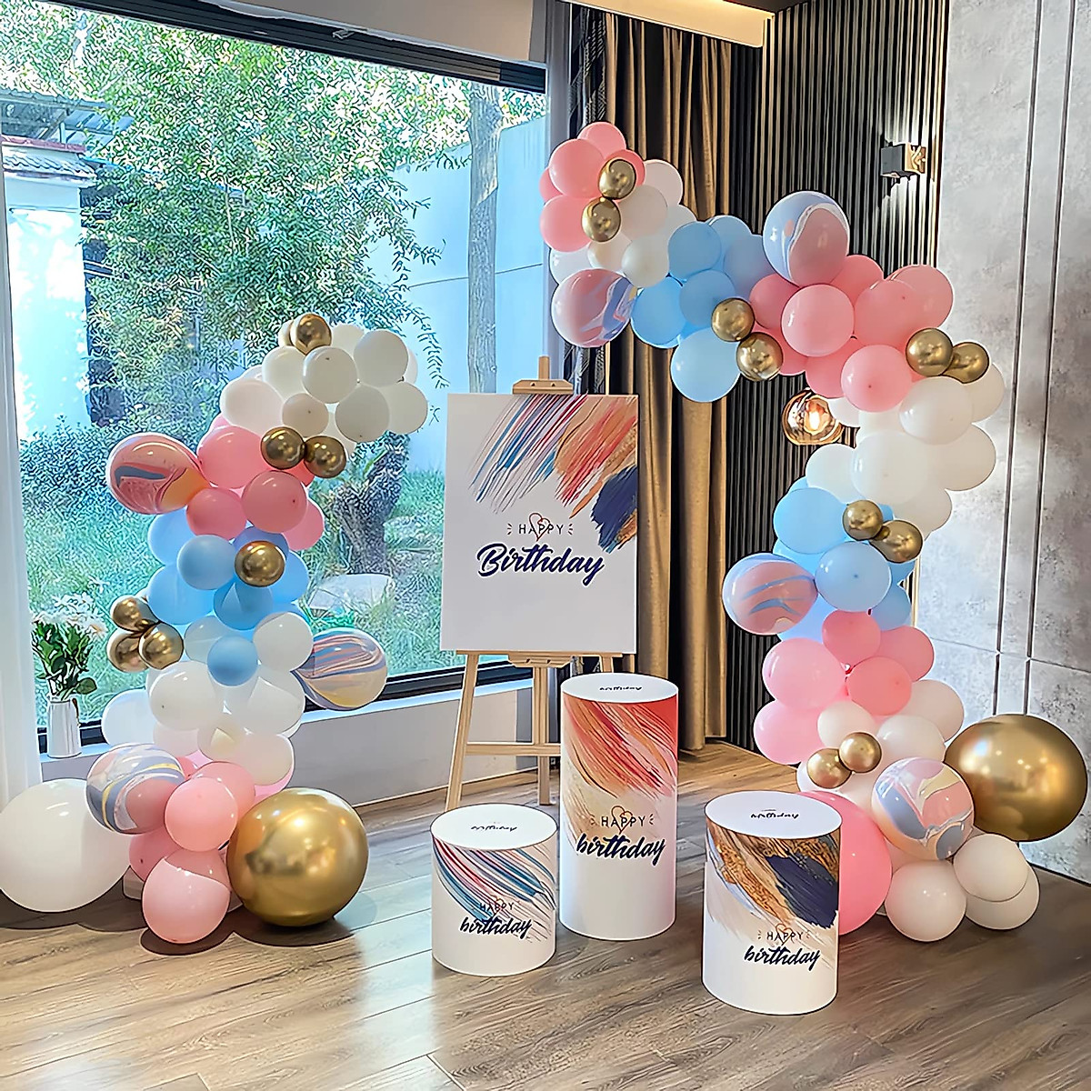 Balloon Arch Kit - Free Bending Shape,8.2ft & 5ft Balloon Column Stand Independent Suspended Standing, 13" Water-Filled Base - Ideal for Weddings, Baby Showers, and Birthday Parties (8.2ft & 5ft)