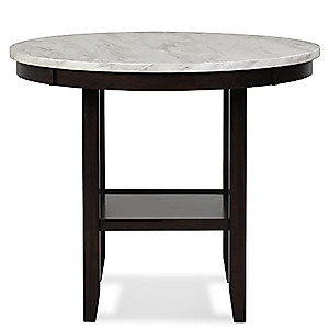 New Classic FURNITURE Celeste Faux Marble Round Counter Table, 42-Inch, Espresso