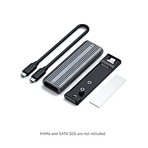 Satechi USB-C Aluminum Tool-Free Enclosure for M.2 PCIE NVME and SATA SSD – Support USB 3.2 Gen 2, 10 Gbps, M.2 NVMe/SATA PCIe B+M Key, up to 4TB, UASP Trim for SSD Size 2242/2260/2280
