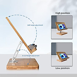 wishacc Cookbook Stand, Foldable Cookbook Holder, Recipe Book Stand Holder with Clips (15.4 x 11 inches)