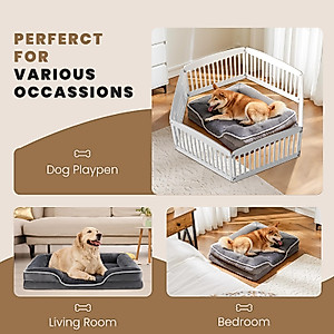 Sweetcrispy Orthopedic Dog Bed, Memory Foam Pet Bed for Medium Dogs with Washable Removable Cover Non-Slip Base Waterproof Liner Egg Crate Foam for Improved Sleep, Grey, 28" L x 23" W x 6.5" Th