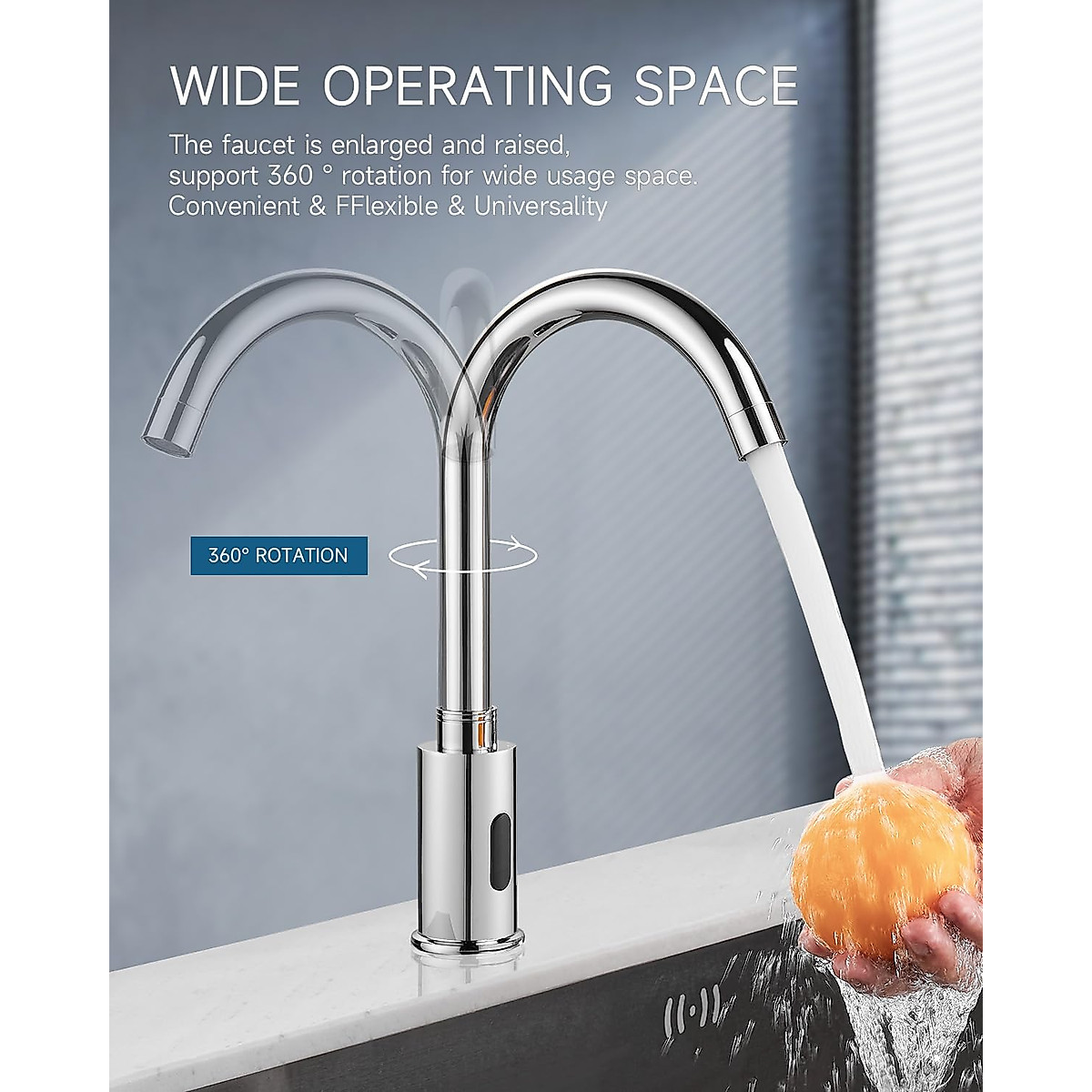 Touchless Bathroom Faucet 3 or 1 Hole, Motion Sensor Sink Faucets Hospital Hands Free Water Faucet with Temperature Mixer, Automatic Faucet Commercial Vanity Faucet Banhao