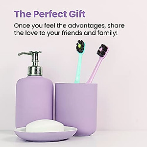 Lindo EcoCare Polishing Toothbrush - Charcoal Infused Bristles & Biodegradable Handle, for Sensitive Gums and Teeth, 12000+ Ultra Fine Charcoal Infused Bristles, Soft and Gentle, Pack of 4