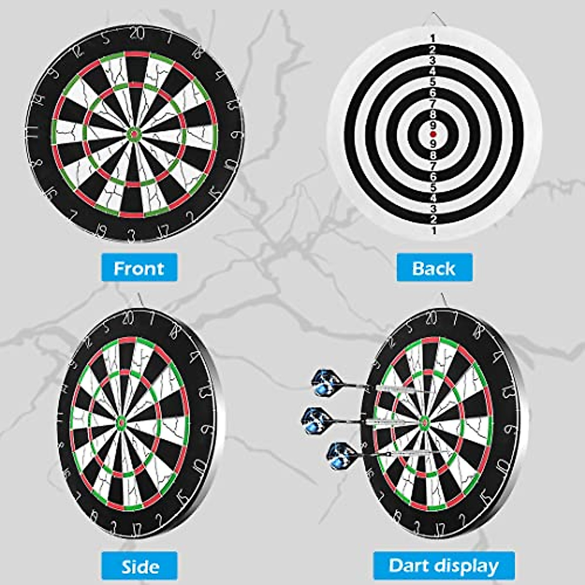 CyeeLife 18 inch Dartboard with 6 Darts Set and 18pcs Flights+Sharpener+16 Plastic Flight Protectors