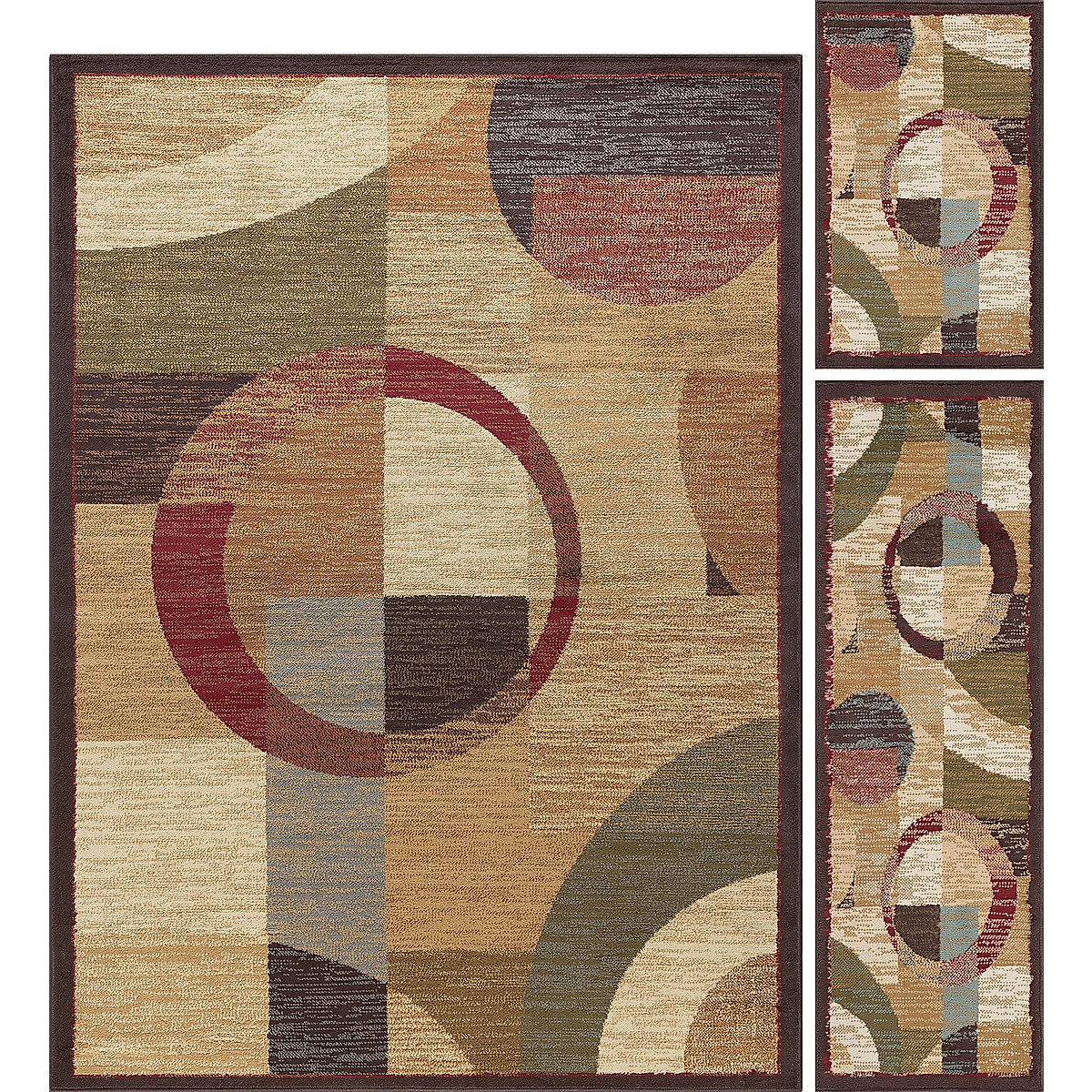 3 Pieces Set (5x7 + 20''x60'' + 20''x32'') Area Rug - Area Rugs for Living Room - Dining Room Rug - Bedroom Rug - Indoor Entry Entryway Rug - Kitchen Contemporary Carpet - Alfombras para Salas