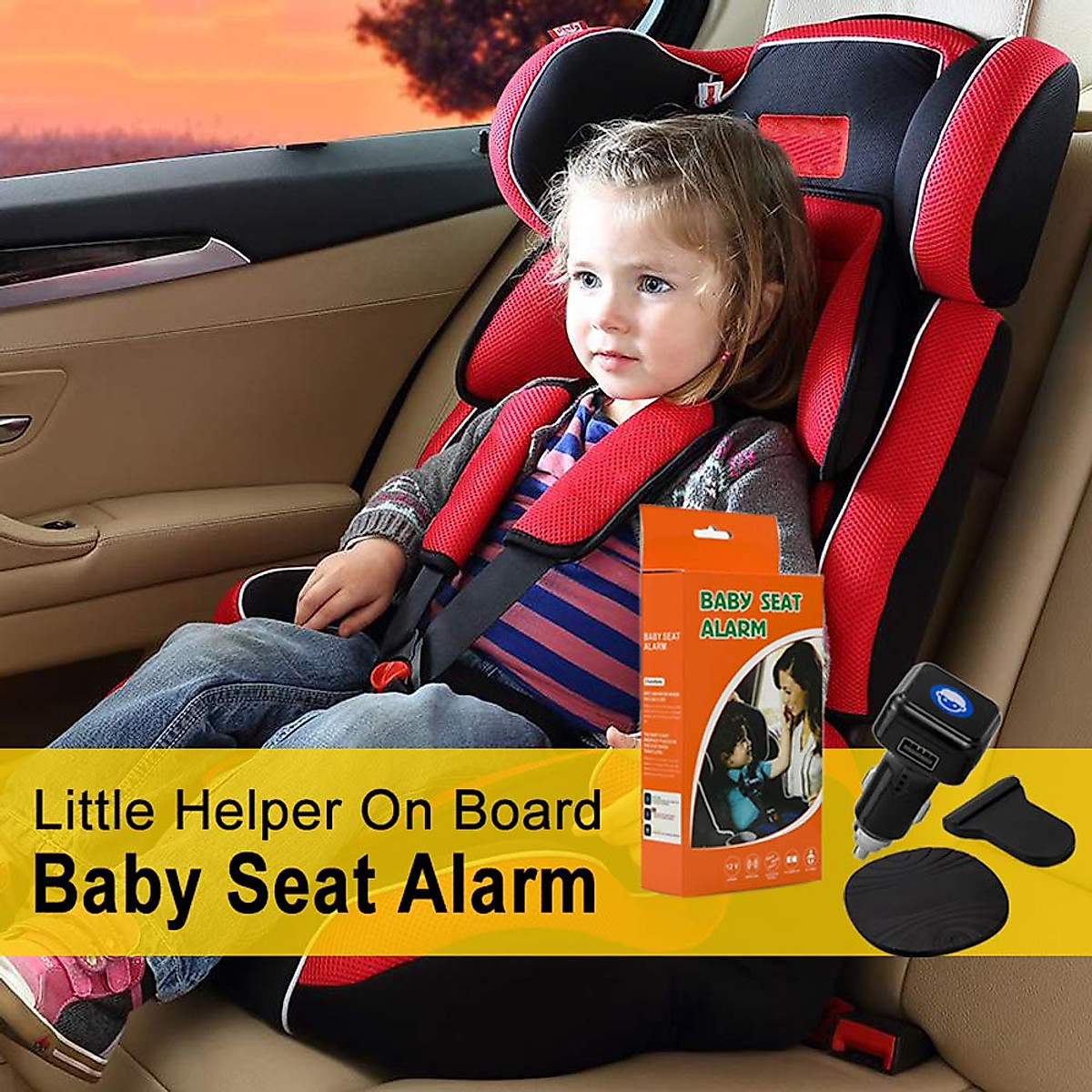 EASYGUARD BAS001 Baby Car Seat Alarm Reminder car Baby Seat pad Alarm System, Baby in Car Reminder Warning with Light and Sounds Remind When Power Off or Unbuckle DC12V