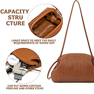 KingTo Clutch Crossbody Purse for Women Soft Cloud Bag Fashion Dumpling Shoulder Handbag Ruched Pouch Bag