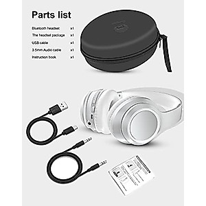 rockpapa E8 Over The Ear Bluetooth Headphones with Microphone for Kid Children Boy Girl Youth Teen Adult, Foldable Wired/Wireless Headphones with Mic, Include Travel Case, Silver