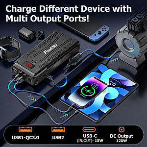PowEsu Car Battery Jump Starter - 3000A Peak 12V Portable Battery Jump Starter(Up to 10.0L Gas or 8L Diesel Engine) Portable Power Bank with USB Quick Charge,LED Light