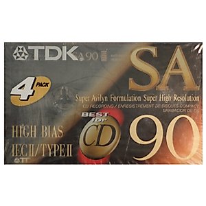 TDK SA90 High Bias IecII/TypeII 4 Pack Blank Cassettes