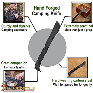 Lord of Battles Medieval Knife Camping Spike Knife Hand Forged Iron Twisted Handle Functional Medieval Knife Perfect for Historical Reenactments, Camping & Outdoor Activities