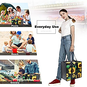 BeeGreen Flowers Extra Large Tote Bag Reusable Bags 12 Pack with Reinforced Handles And Removable Bottom Foldable Bulk for Christmas Kitchen Groceries Heavy Duty Shopping Bags Reusable Produce Bags