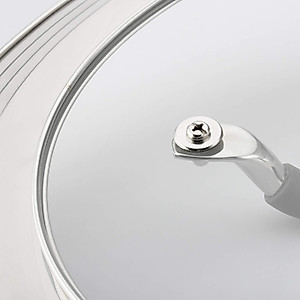 HOMVIDA Stainless Steel Universal Lid for Pans Pots Fits 8.25-12 Inch Cast Iron Skillets Frying Pans Woks - Design with Heat Resistant Handle and Vent Hole - Gray Handle