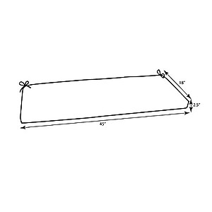 Pillow Perfect Bright Floral Indoor/Outdoor Sofa Setee Bench Swing Cushion with Ties Weather, and Fade Resistant, 18" x 45", Blue/Ivory Crosby