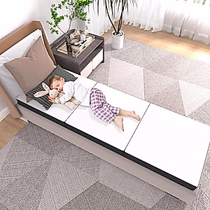 Tri-Fold Gel Memory Foam Mattress - Portable, Foldable Mattress with Washable Cover & Non-Slip Bottom & Breathable Sides, CertiPUR-US Certified, Fiberglass Free, 4 Inch Small Twin