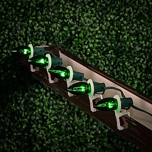 Novelty Lights Incandescent Christmas Replacement Bulbs - Indoor/Outdoor Individual Bulbs for Christmas Tree, Display, & More - C9/E17 Intermediate Base, 7 Watt Lights (Green, 25 Pack)