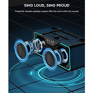 BIGASUO Karaoke Machine for Adults Kids with 2 UHF Wireless Microphones, Portable Bluetooth Singing PA Speaker System with LED Lights for Home Party, Wedding, Church, Picnic, Outdoor/Indoor