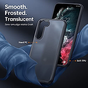 Meifigno Magic Series Samsung Galaxy S23 Plus 6.6" Case - Military Grade Drop Protection, Silky Touch Translucent Matte, Black