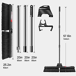 MASTERTOP 24 Inches Push Broom Outdoor, Multi-Surface Outdoor Brooms, Heavy Duty Floor Scrub Brush with Stiff Bristles for Cleaning Patio Garage Deck Yard Patio