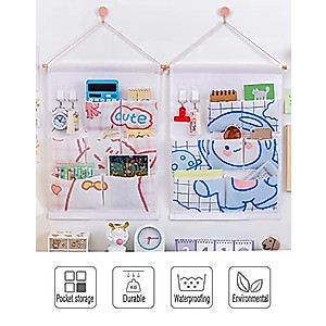 AARAINBOW 2 Packs Over The Door Storage Pockets,Hanging Storage Bags Organizer Linen Cotton Fabric Wall Door Closet 10 Pockets Home Organizer for Bedroom &amp; Bathroom (Purple Pattern, C)