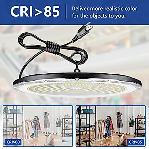 Gopretty 500W LED High Bay Lights 2 Pack, 55000LM Super Bright with Plug, UFO Commercial Industrial Warehouse Workshop Factory Barn Garage Area Lighting Fixture