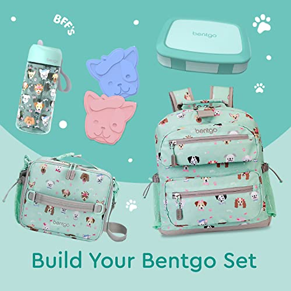 Bentgo® Buddies Reusable Ice Packs - Slim Ice Packs for Lunch Boxes, Lunch Bags, and Coolers - Multicolored 4-Pack (Puppy)