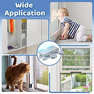Sliding Window Locks Up and Down Window Security - 10 Set Child Proof Home Safety Glass Vertical Window Stopper Adjustable Aluminum Double Slide Window Lock Guard Kid Patio for Travel AC RV
