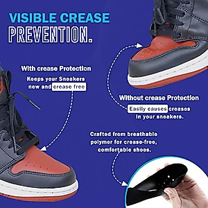 2 Pairs Crease Protectors for Air Force 1 Shoes, Jordan 1, Dunk Low – Sneaker Crease Guard, Anti Crease for Men (US Size 8-12, Black + White)