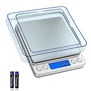 Food Scale Digital Kitchen Scale for Food Ounces and Grams, Small Electronic Pocket Scale for Weight Loss, Baking, Cooking, Coffee, Jewelry, 6.6lb/3kg, 0.01oz/0.1g Precision (Batteries, 2 Trays)