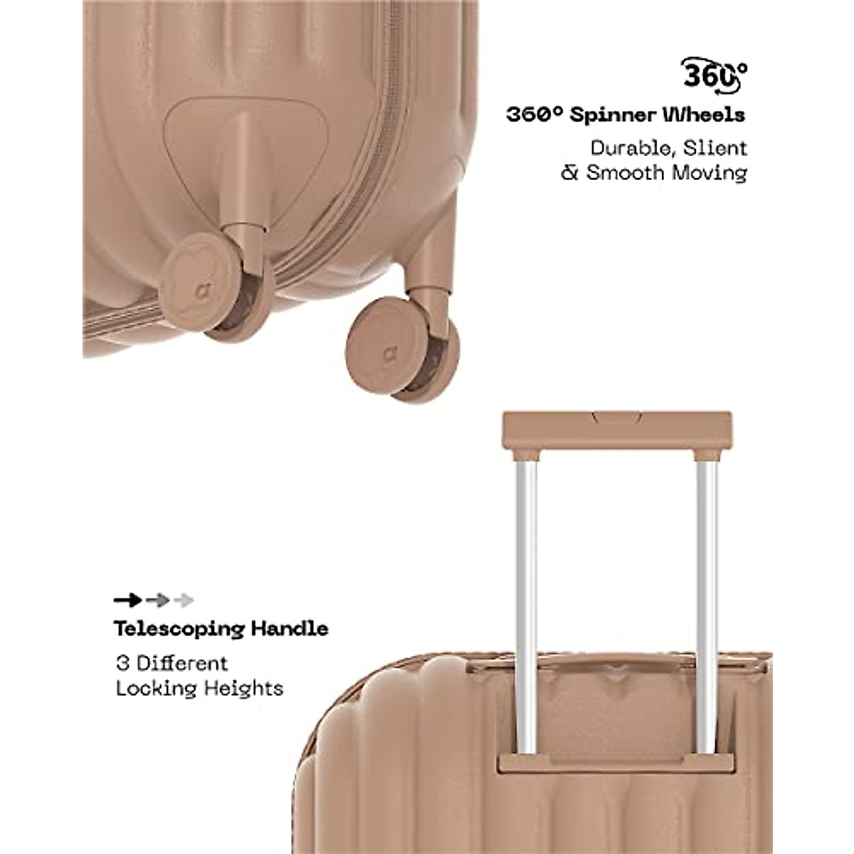 artrips Travle Luggage 28 inch,Large Suitcase with 8 Spinner Wheels,PC Lightweight Hardside Luggage,Travel Suitcase with Bread Design,TSA Lock,Brown,Large luggage hardshell 28-Inch,98L