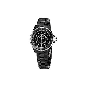 Chanel J12 Diamonds Black Ceramic Ladies Watch H1625
