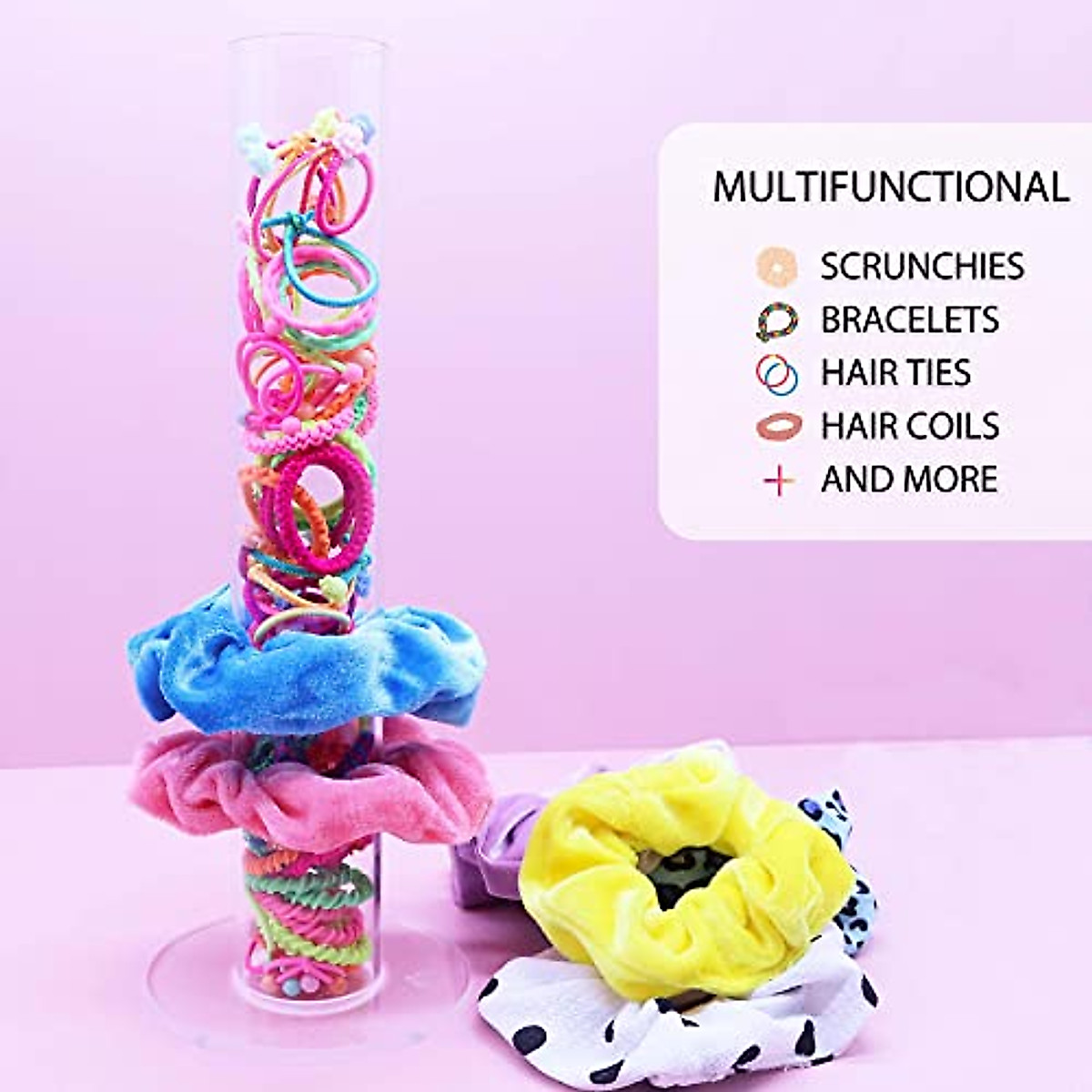 FROG SAC Scrunchie Holder Stand, Acrylic Scrunchy Display, 11 Inch Clear Hair Tie Accessories Organizer, Y2K Room Decor for Girls, Teen Girl Bracelet Organizers, Cute Tween VSCO Bedroom Storage Stuff