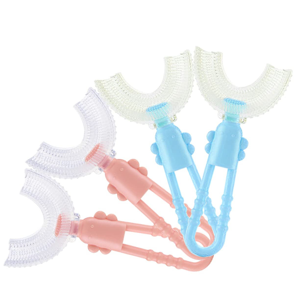 CUKEYOUZ 4 Packs Kids Toothbrushes,360 U Shaped Toothbrush Manual Training Tooth Brush U-Type Toothbrush Whole Mouth Toothbrush for Children (Ages 2-6)
