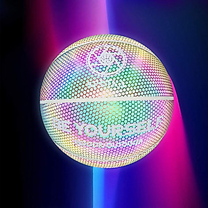 AOZBZ Glow Basketball NO.7 Holographic Basketball Glow in The Dark for Night Sports Kids Gifts, with Ball Bag, Inflator, Ball Needles
