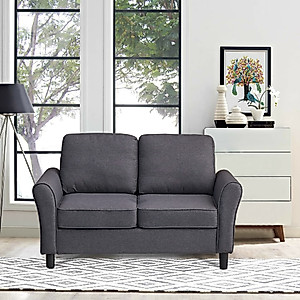 INSTORY Linen Loveseat Modern Sofa Comfy Couch for Living Room, Office, Bedroom - Grey