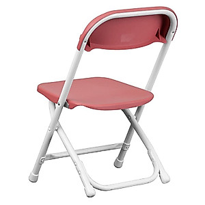 TentandTable Kids Size Poly Plastic Chairs with Metal Frame - Heavy Duty 220 lbs. Capacity - Lightweight & Stackable Folding Chair for Classroom Desk & Tables, Event, Banquet, Wedding (4 Pack, Red)